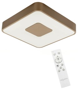 Mantra Coin Square, zlatohnědé stropní svítidlo s dálkovým ovladačem LED 80W 2700K-5000K, 44x44cm
