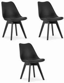 Set tří jídelních židlí MARK černý - černé nohy (3 ks)