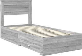 Rám postele Šedý Sonoma a stříbrná 75 x 190 cm Kompozitní dřevo 3410047