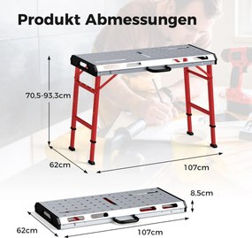 Costway Svařovací stůl s nosností 450 kg a nastavitelnou výškou. Přenosný