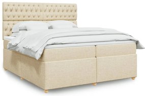 Box spring postel s matrací krémová 200x200 cm textil 3293699
