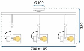 Trojité stropní svítidlo E27 APP487-3C černé