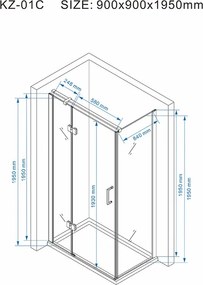 BPS-koupelny Čtvercový sprchový kout HYD-SK01C 90x90 černá/transparent + vanička HYD-SSV-ST02B černá