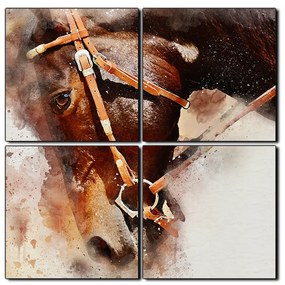 Obraz na plátně - Koňská hlava v abstráktním zobrazení- čtverec 3263E (100x100 cm)