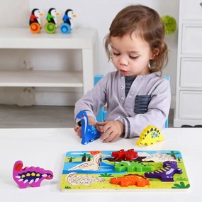 Tooky Toy Dětské dřevěné puzzle zvířátka z pravěku