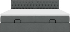 Osmanský rám postele s matrací tmavě šedý 200x200cm textil 3312023