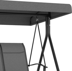 Outsunny Hollywoodská houpačka Třímístná zahradní houpačka s nastavitelnou střechou s nosností až 240 kg kov Texteline tmavě šedá 195 x 118 x 170 cm |