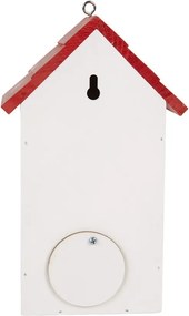Bílo-červená dřevěná ptačí budka s beruškami Birdhouse - 15*10*22 cm