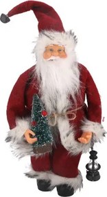 Vánoční dekorace Santa Claus se sáňkami a lyžemi 30 cm