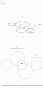 Maxlight C0200 Stropní LED svítidlo VELVET 67W 4 černé kruhy