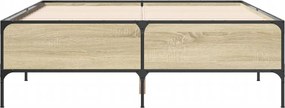 Rám postele dub sonoma 135 x 190 cm kompozitní dřevo a kov 3279813