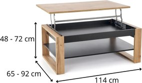 Konferenční stolek Betty s výklopnou deskou dub artisan/černý