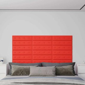 vidaXL Nástěnné panely 12 ks 60 x 15 cm umělá kůže 1,08 m² [343981] Barva: Červená