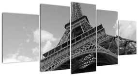 Černobílý obraz Eiffelovy věže
