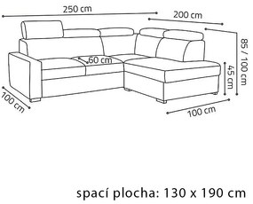 Sedací souprava PEDRO L | 250x200 cm | rozkládací + úložný prostor | polohovatelné záhlavníky | VÝBĚR TKANIN