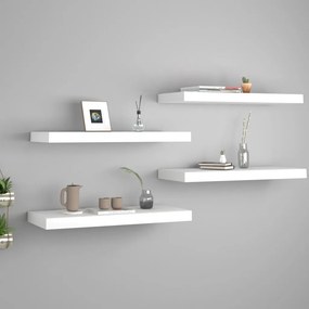 Plovoucí nástěnné police 4 ks bílé 60 x 23,5 x 3,8 cm MDF 323813