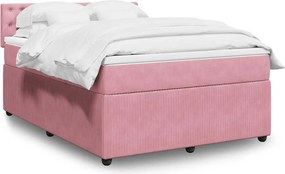 Box spring postel s matrací růžová 140x190 cm samet 3290051