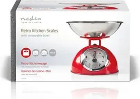 Nedis KASC110RD červená / Retro kuchyňská váha / max. hmotnost 5 kg /