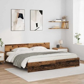 Rám postele s čelo Staré dřevo 200 x 200 cm Kompozitní dřevo 3403601
