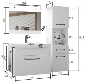 Koupelnový nábytek Belini Premium Full Version šedý mat
+ umyvadlo + zrcadlo + LED osvětlení Glamour 41