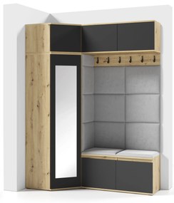 Eka Předsíňová stěna s čalouněnými panely Trinity 38 - Grafit / Rubínová 2324