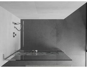 Mexen Kioto+ L, sprchová zástěna Walk-In s poličkou a věšákem 100 x 200 cm, 8mm čiré sklo bílý vzor, ​​chromový profil, 800-100-123-01-85