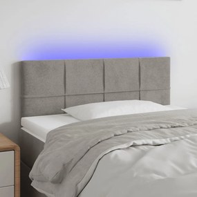 Čelo postele s LED světle šedé 90x5x78/88 cm samet 3121648