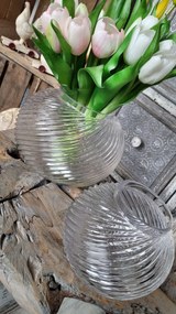 Skleněná průhledná váza Stripes L - Ø 20*15 cm