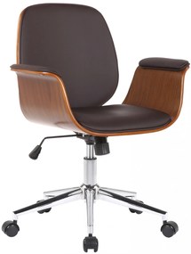 Kancelářská židle Kemberg ~ koženka, dřevo ořech - Hnědá