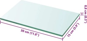 Policové desky 2 ks sklo čiré 30 x 15 cm 3051548