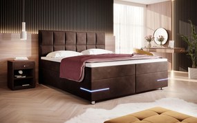 Boxspring postel MILANO bez úložného prostoru s LED, samet Velikost postele: 120 × 200 cm, Barvy sametu: Hnědý samet, Výběr matrace: Taštičková zónová…