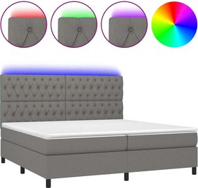 Box spring postel s matrací a LED tmavě šedá 200x200 cm textil 3135142