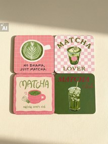 Sinsay - Podtácky pod hrnky s matcha motivem 4 ks - zelená