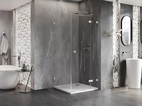 Mexen Lunar T, výklopný sprchový kout pravý 120 x 120 cm, 8mm čiré sklo, chromový profil, 834T-120-120-01-00-P
