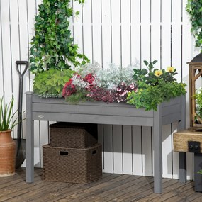 Vyvýšený zahradní záhon Outsunny rozměry 123L x 57W x 76H cm, obsahuje zavlažovací vložky + drenážní textilem, solidní jedlové dřevo