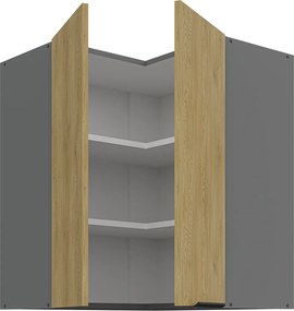 CREMONA ac | horní kuchyňská skříňka 60x60 GN-72 2F (90°) rohová s policemi | 60x60 cm | antracit/cremona
