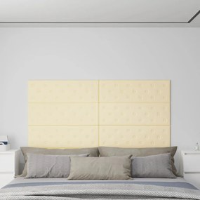 Nástěnné panely 12 ks krémové 90 x 30 cm umělá kůže 3,24 m²,  344003
