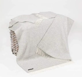Deka XXL Merino vlna / kašmír Pale Grey & Cream Herringbone 220 x 136 cm John Hanly