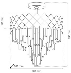 Lustr Carisma, 1x křišťálové/chromové kovové stínítko, (fi 50cm), ch