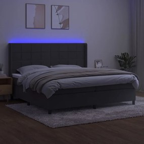 Box spring postel s matrací a LED tmavě šedá 200x200 cm samet 3139584