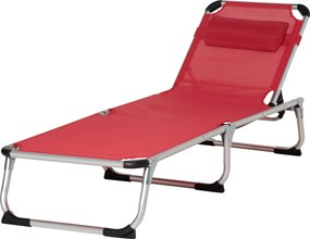 Skládací sluneční lehátko Outsunny s opěrkou hlavy a nastavitelným zádovým opěradlem - pro kempování s nosností až 120 kg, ideální do parku a zahrady,