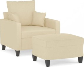 Křeslo s podnožkou krémové 60 cm textil 3201083