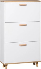 HOMCOM Skandinávský styl botník s 3 sklápěcími dvířky v dřevěném vzhledu - 70 x 23,5 x 122 cm - Bílý | Aosom