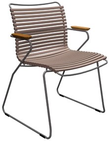 Hnědá plastová zahradní židle HOUE Click s područkami