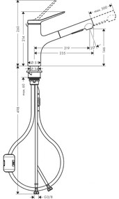 Hansgrohe Zesis M33 - Páková kuchyňská baterie 150, Eco, vytahovací sprška, 2jet, chrom 74810000