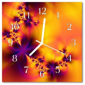 Nástenné skleněné hodiny květiny 30x30 cm