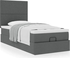 Osmanský rám postele s matrací tmavě šedá 100x200cm textil 3313051