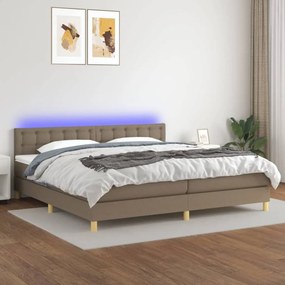 Box spring postel s matrací a LED taupe 200x200 cm textil