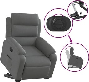 Elektrické zvedací polohovací křeslo tmavě šedé textil 3205005