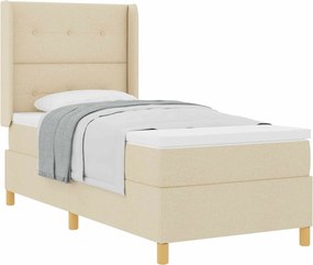 Postel s boxspringem s čelo Krémová 90 x 190 cm textil 3341810